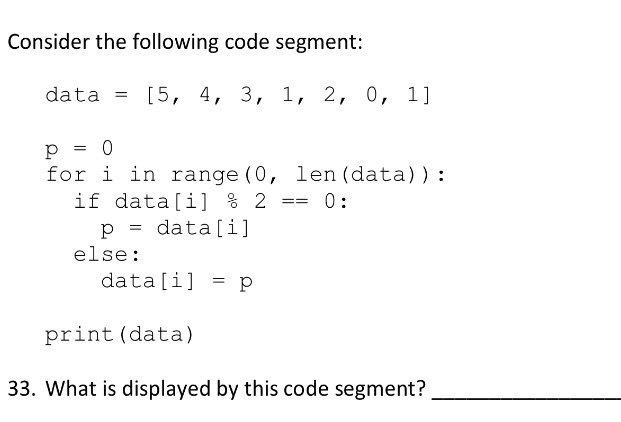 Solved Consider The Following Code Segment Data [5 4 3