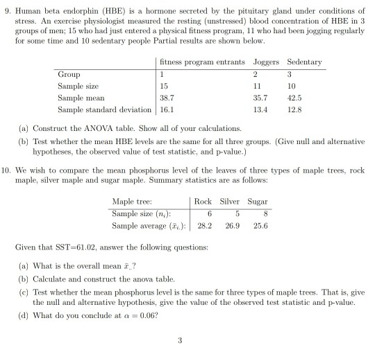 Solved 9. Human beta endorphin (HBE) is a hormone secreted | Chegg.com