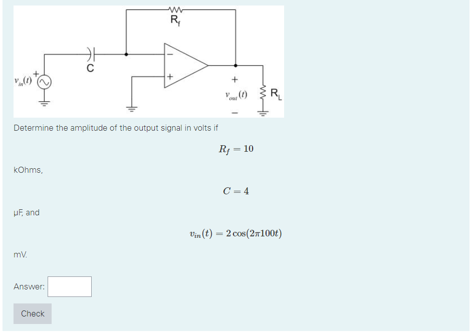 Solved Find the input resistance (in units of kOhm) of the | Chegg.com