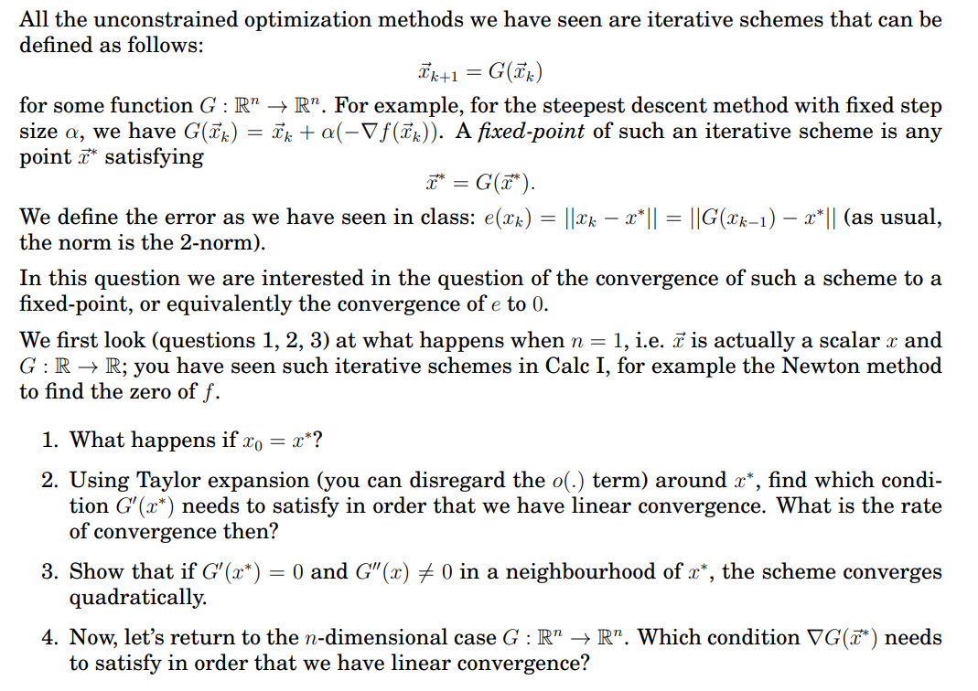 Solved All the unconstrained optimization methods we have | Chegg.com