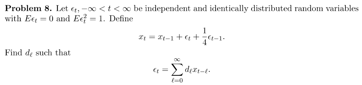 Solved Problem 8. Let ϵt,−∞ | Chegg.com