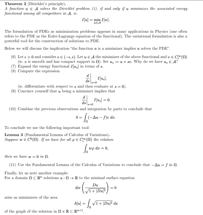 Theorem 2 (Dirichlet's principle). A function u € A | Chegg.com