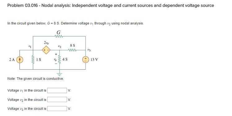 Solved Problem 03.016 Nodal analysis: Independent voltage | Chegg.com