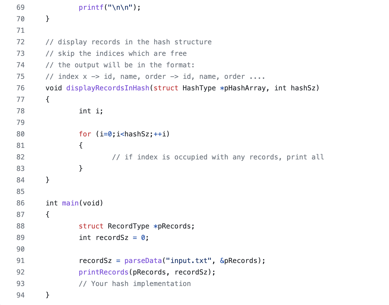 Solved Please fill in the missing code.C program only!!THE | Chegg.com