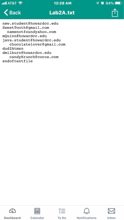 Solved ..Il AT&T令 12:28 AM Back Complete and Submit Lab 2C | Chegg.com