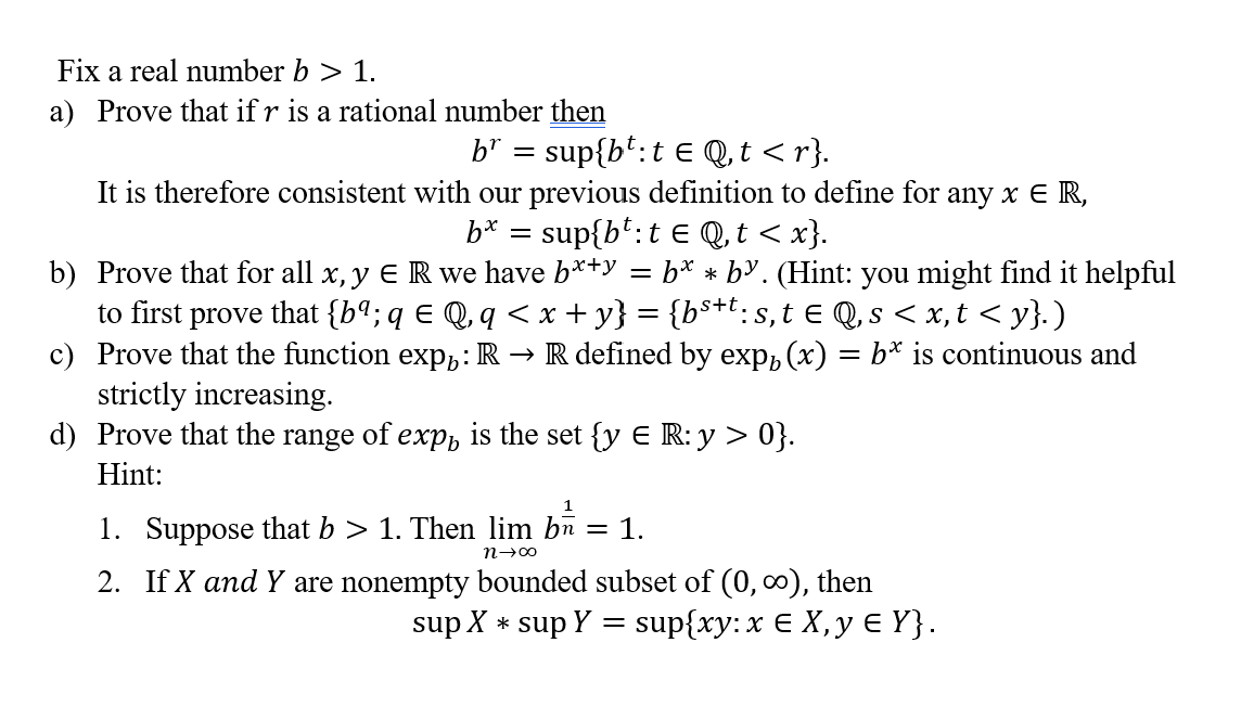 Solved Fix A Real Number B1 A Prove That If R Is A 