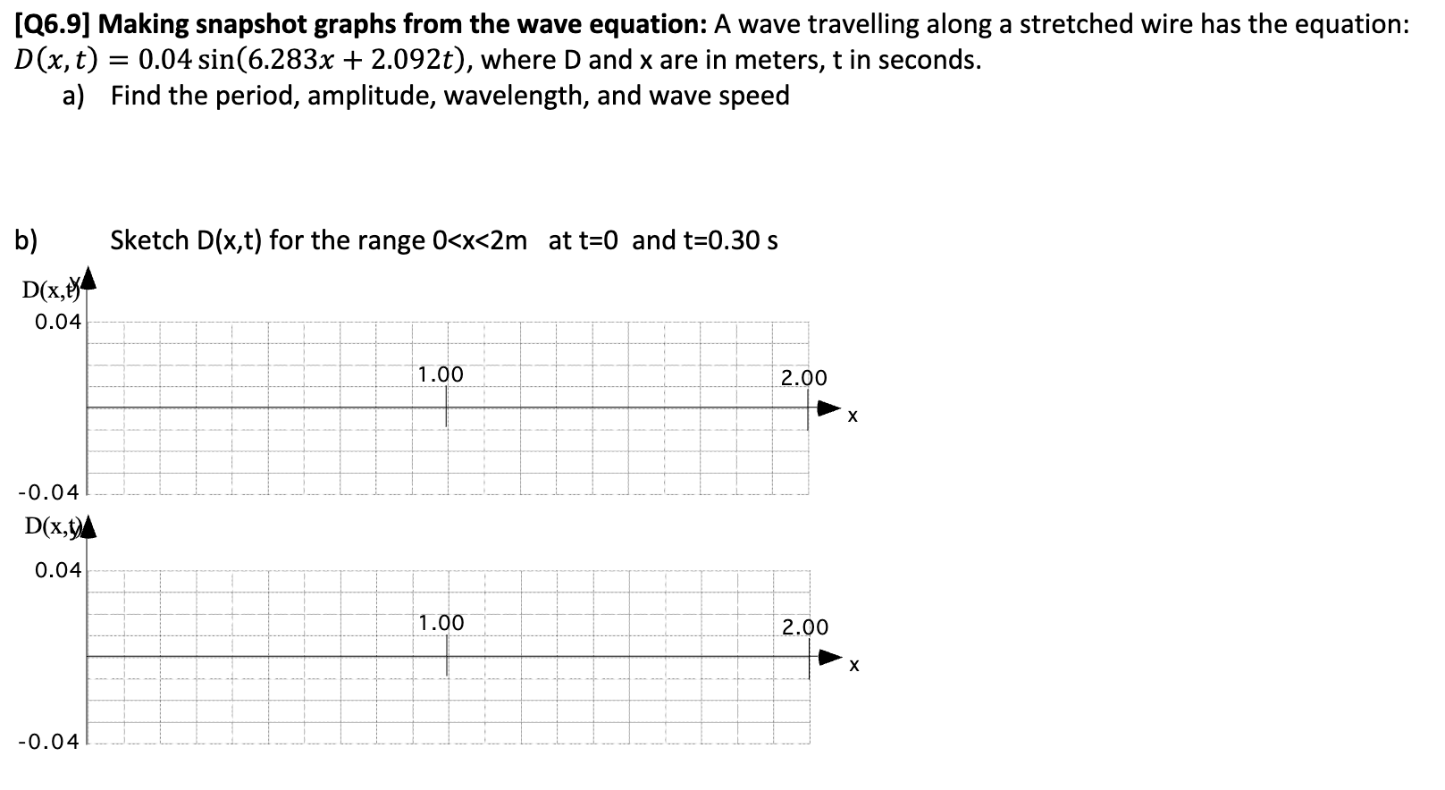 Solved [Q6.9] Making snapshot graphs from the wave equation: | Chegg.com
