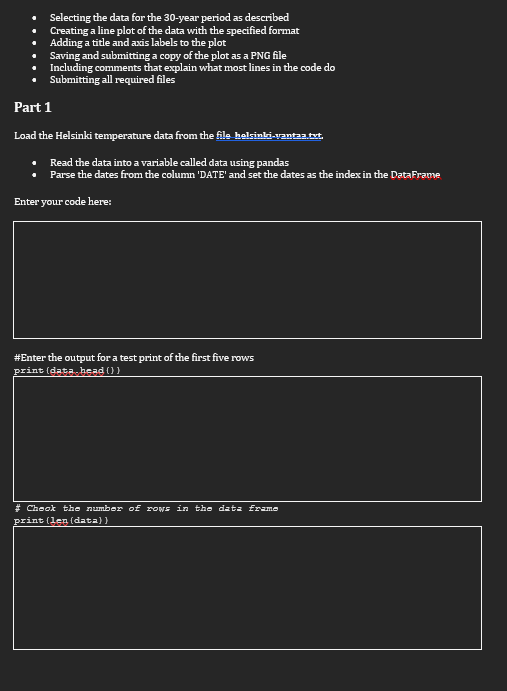 Plotting temperatures In this assignment we will plot | Chegg.com