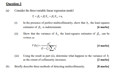 Question 3 (a) Consider the three-variable linear | Chegg.com