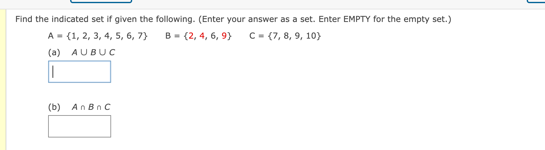 Solved Find the indicated set if given the following. (Enter | Chegg.com