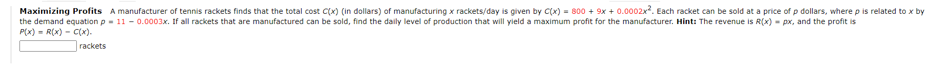 Solved P(x)=R(x)−C(x) rackets | Chegg.com