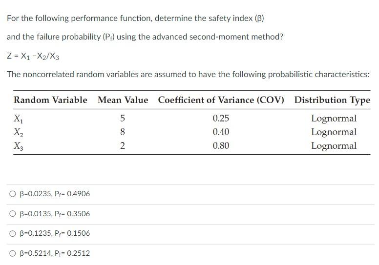 For the following performance function, determine the | Chegg.com