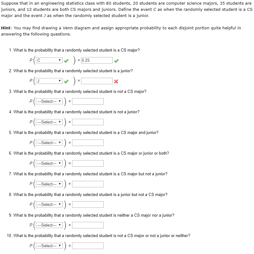 Solved Suppose that in an engineering statistics class with | Chegg.com