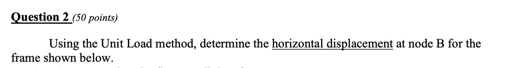 Solved Question 2 (50 points) Using the Unit Load method, | Chegg.com
