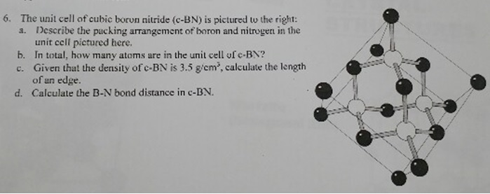 Solved The unit cell of cubic boron nitride (c-BN) įs | Chegg.com