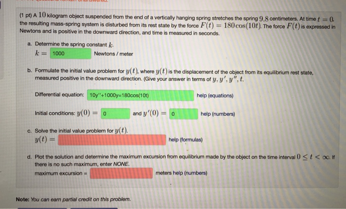 Solved A 10 Kilogram Object Suspended From The End Of A