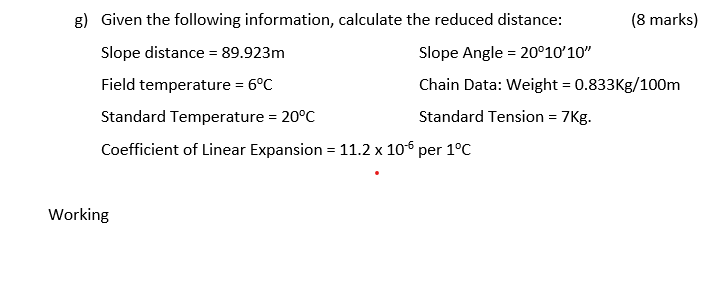 Solved G Given The Following Information Calculate The 