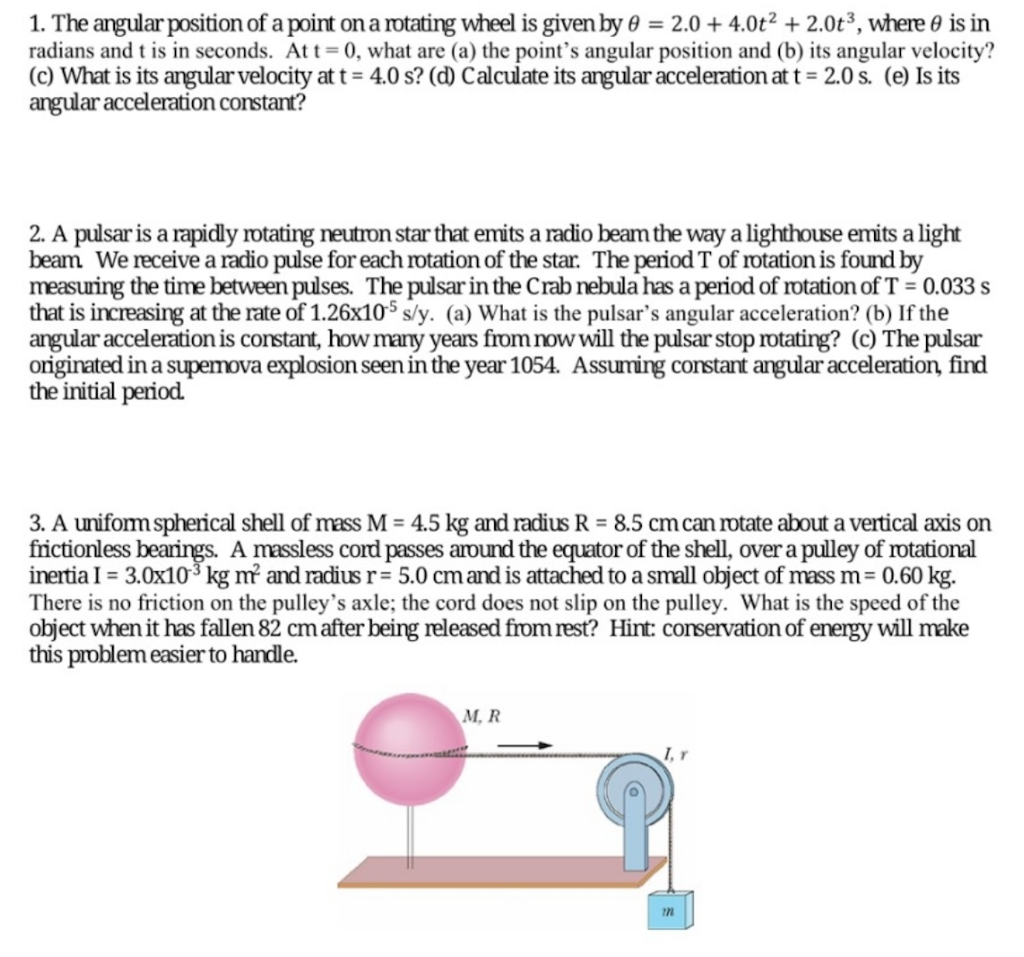 Solved 1. The angular position of a point on a rotating | Chegg.com