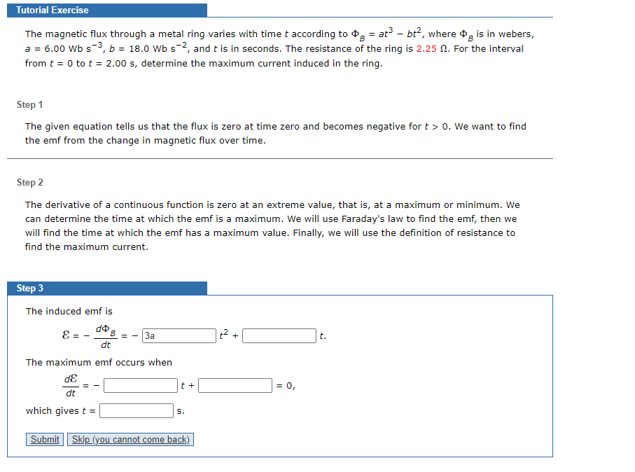 Solved Tutorial Exercise The magnetic flux through a metal | Chegg.com