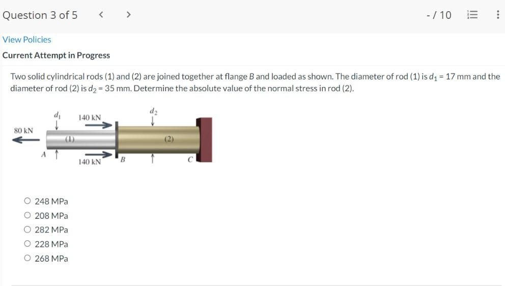 Solved Two solid cylindrical rods (1) and (2) are joined | Chegg.com