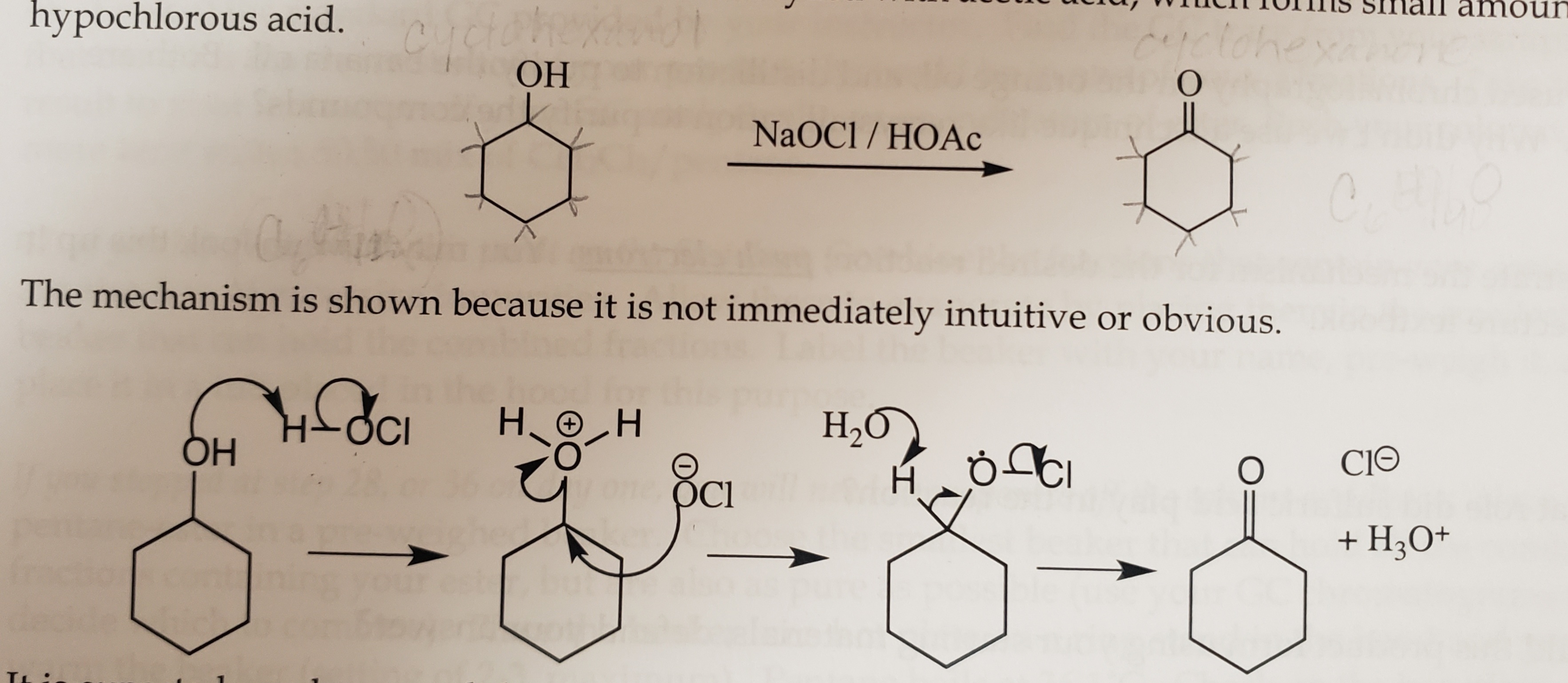 Solved hypochlorous acid. NaOCl/HOAc The mechanism is shown | Chegg.com