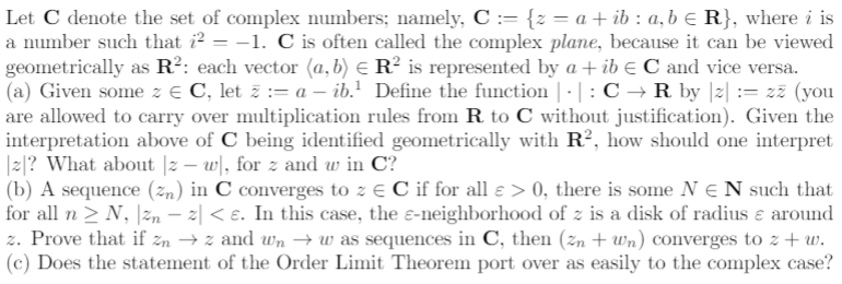 Solved Let C denote the set of complex numbers; namely, | Chegg.com