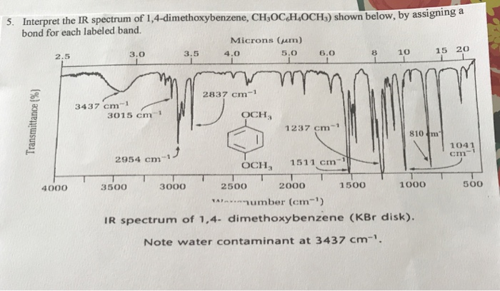 Solved 5. Interpret the IR spectrum of 1,4-dimethoxybenzene, | Chegg.com
