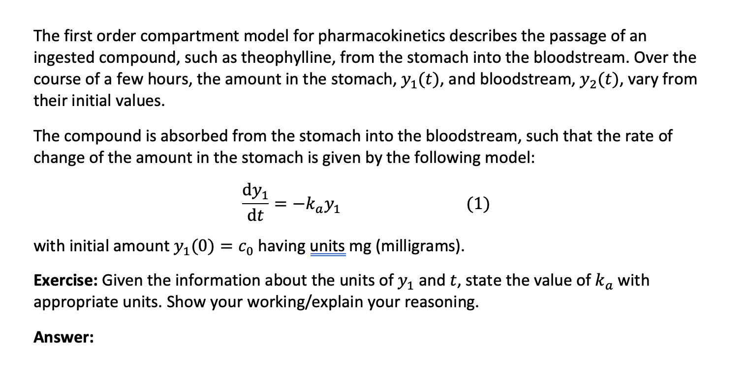 Solved The first order compartment model for | Chegg.com