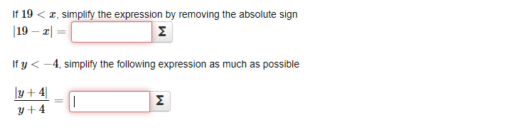 Solved If 19 , simplify the expression by removing the | Chegg.com