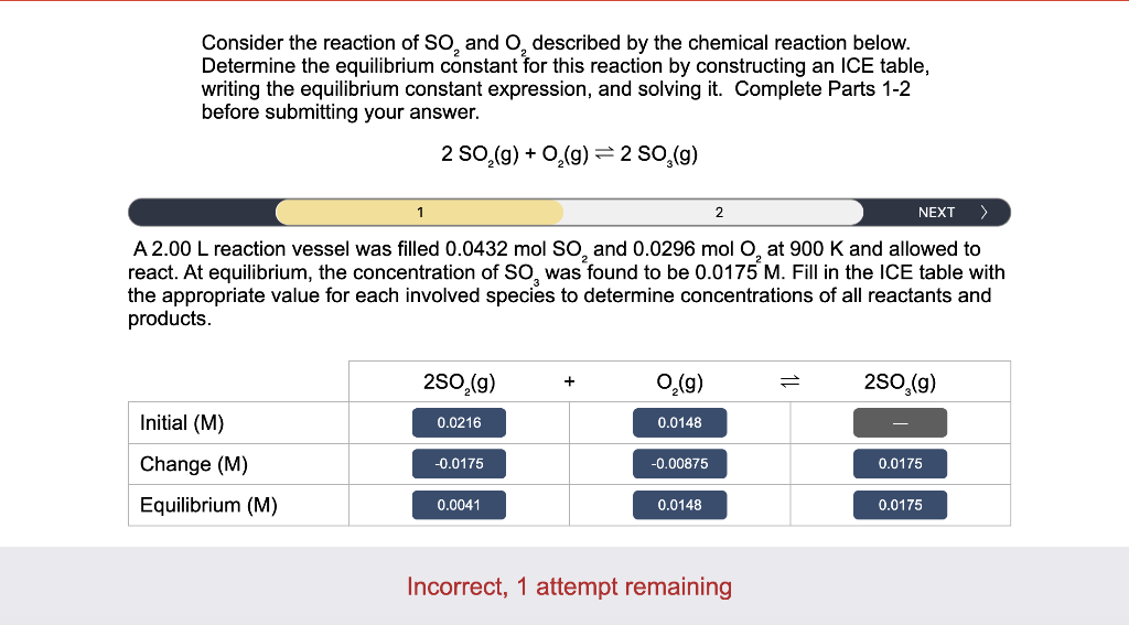 Solved Consider the reaction of SO2 and O2 described by the | Chegg.com