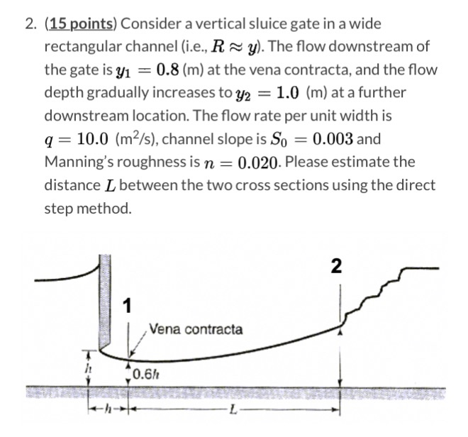 Solved 2. (15 points) Consider a vertical sluice gate in a | Chegg.com