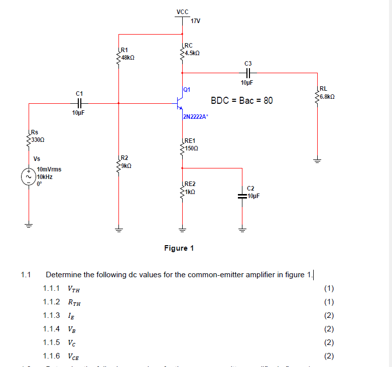 Solved 1.1 Determine the following dc values for the | Chegg.com