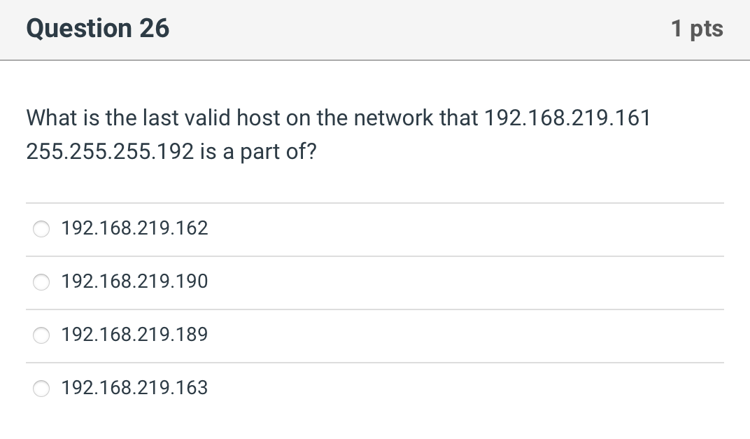 Solved What is the last valid host on the network that | Chegg.com