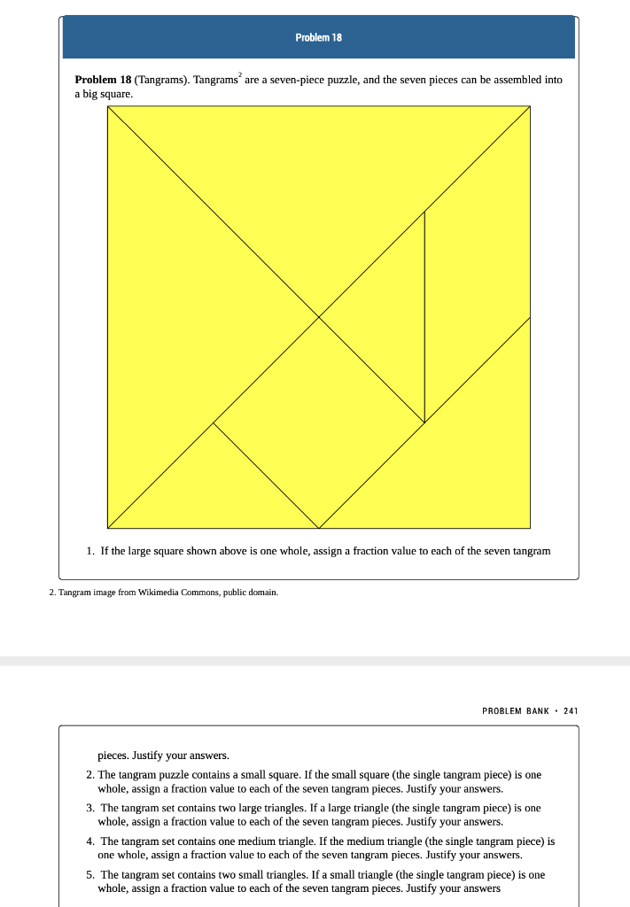 Solved Problem 18 Problem 18 (Tangrams). Tangrams are a | Chegg.com