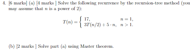 Solved 4. [6 marks] (a) [4 marks ] Solve the following | Chegg.com