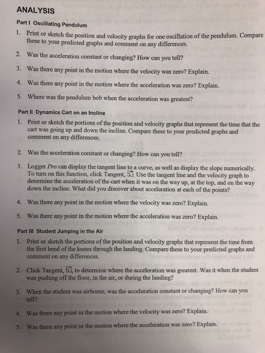 Solved ANALYSIS Part I Oscillating Pendulum 1. Print or | Chegg.com