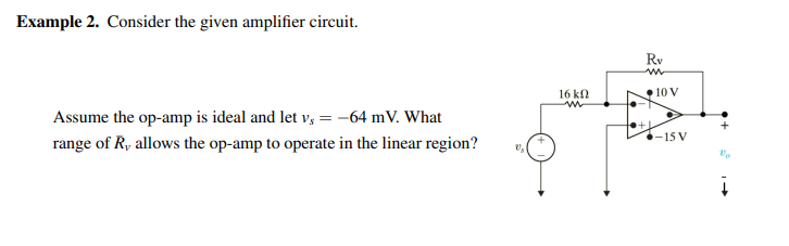 Solved Example 2. Consider the given amplifier circuit. Ry | Chegg.com