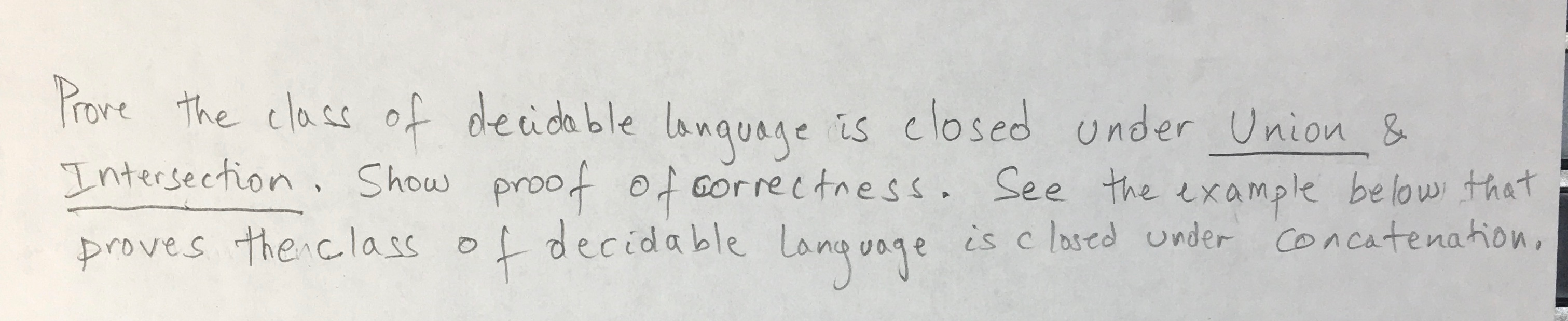 Example: Prove that the class of decidable languages | Chegg.com
