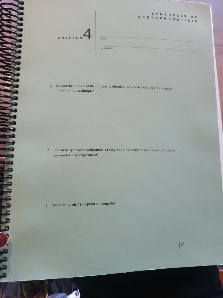 SYNTHESIS OF ACETOPHENETIDIN CHAPTER W atci 1. | Chegg.com