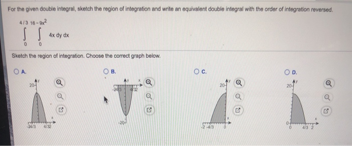 Solved For the given double integral, sketch the region of | Chegg.com