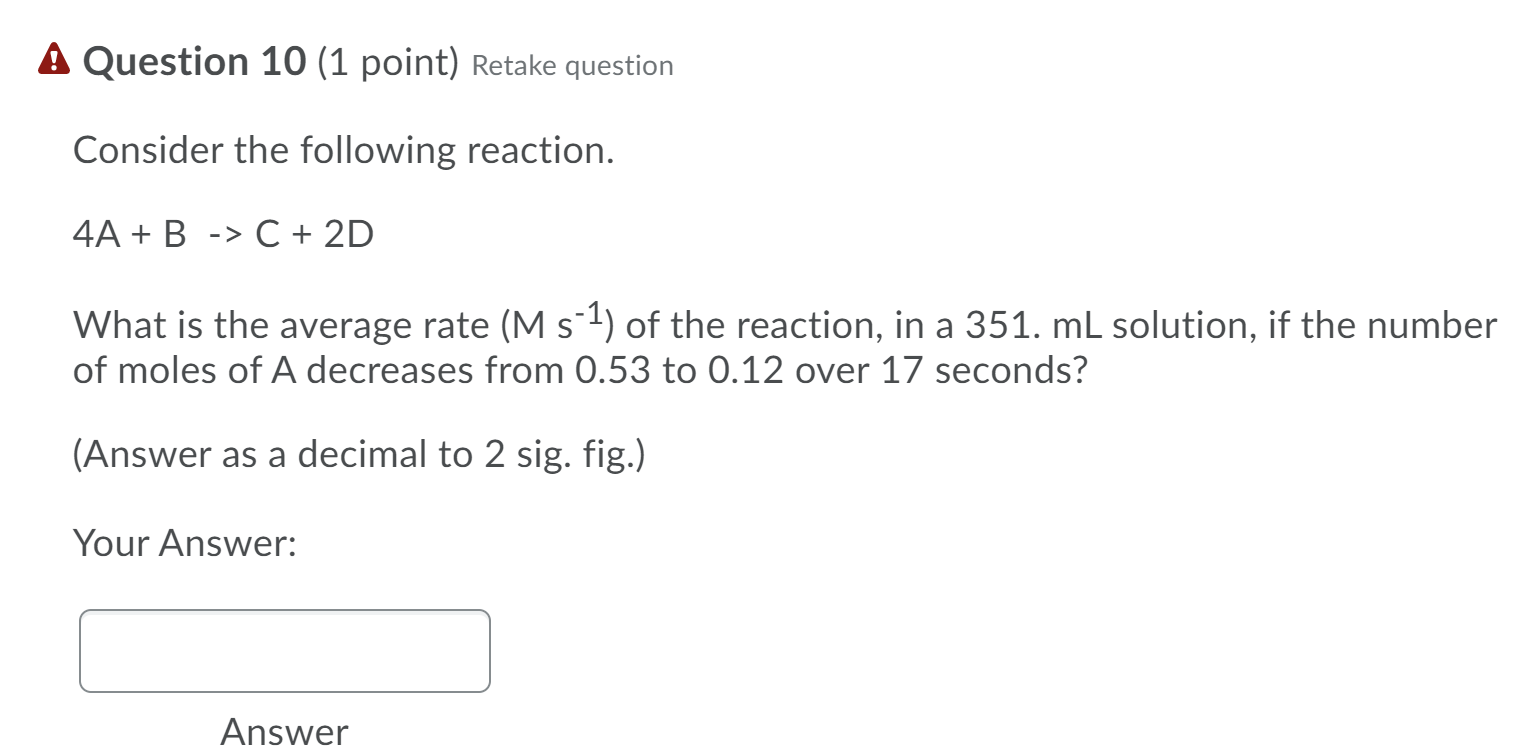 Solved A Question 10 (1 point) Retake question Consider the | Chegg.com