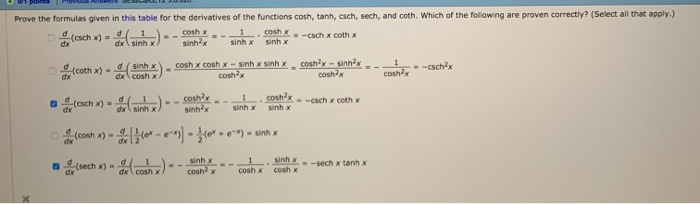 Solved Iali Prove the formulas given in this table for the | Chegg.com