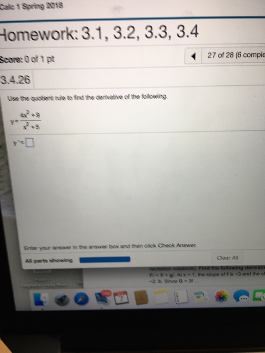 Solved Calc 1 Spring 2018 Homework: 3.1, 3.2, 3.3, 3.4 26 of | Chegg.com