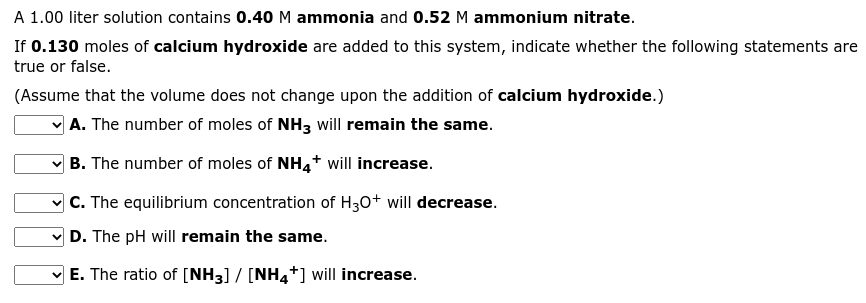 Solved A 1.00 liter solution contains 0.40M ammonia and | Chegg.com