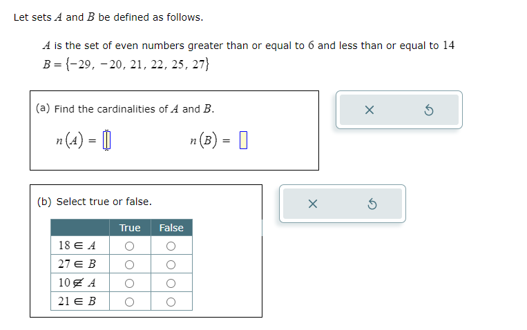 Solved Let sets A and B be defined as follows. A is the set | Chegg.com