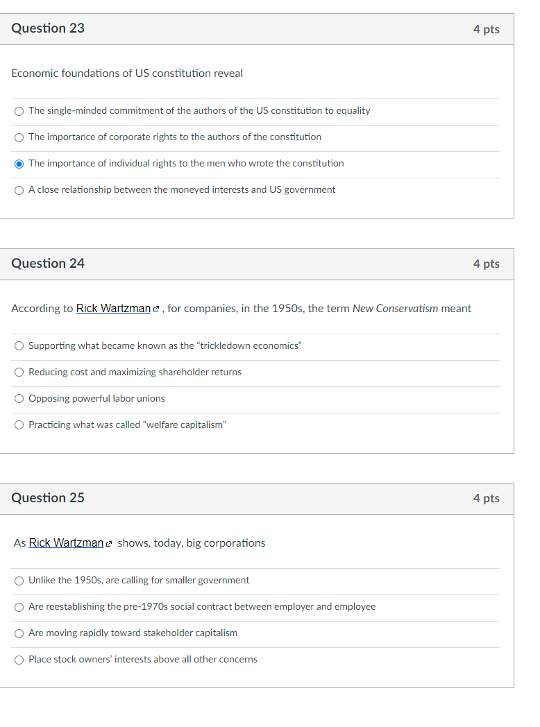 Solved Question 23 4 pts Economic foundations of US | Chegg.com
