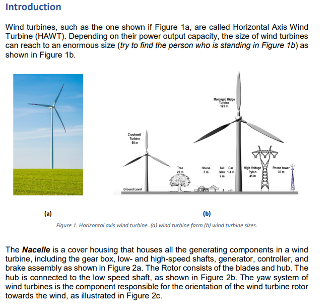 Introduction Wind turbines, such as the one shown if | Chegg.com