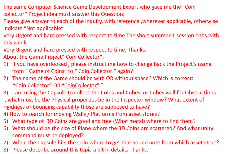 The same Computer Science Game Development Expert who | Chegg.com