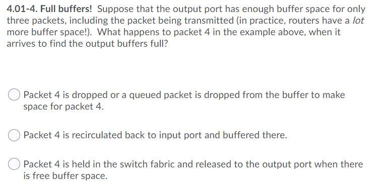 Solved 4.01-4. Full buffers! Suppose that the output port | Chegg.com