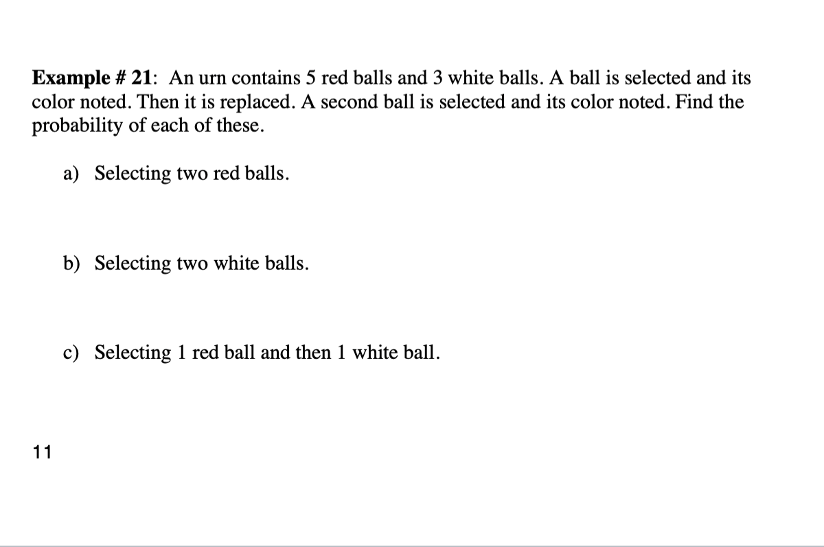 Solved Example \# 21: An urn contains 5 red balls and 3 | Chegg.com